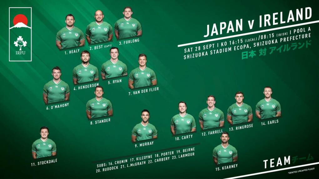 Irish Rugby | Ireland Make Four Changes For Japan As Henderson Hits 50