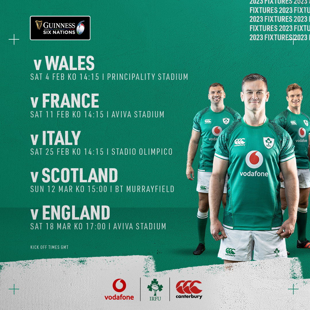 Irish Rugby | Ireland’s 2023 Guinness Six Nations Fixtures Confirmed