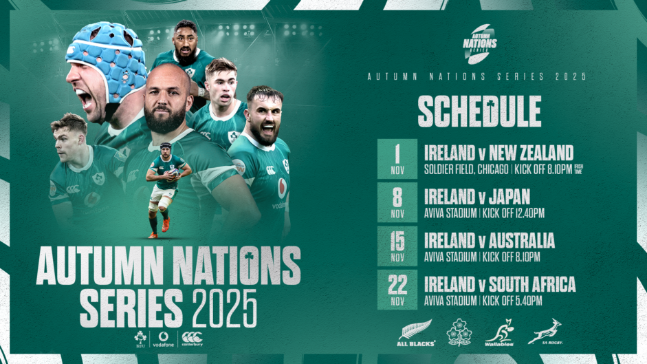 Irish Rugby | Ireland’s Fixtures For 2025 Autumn Nations Series Announced