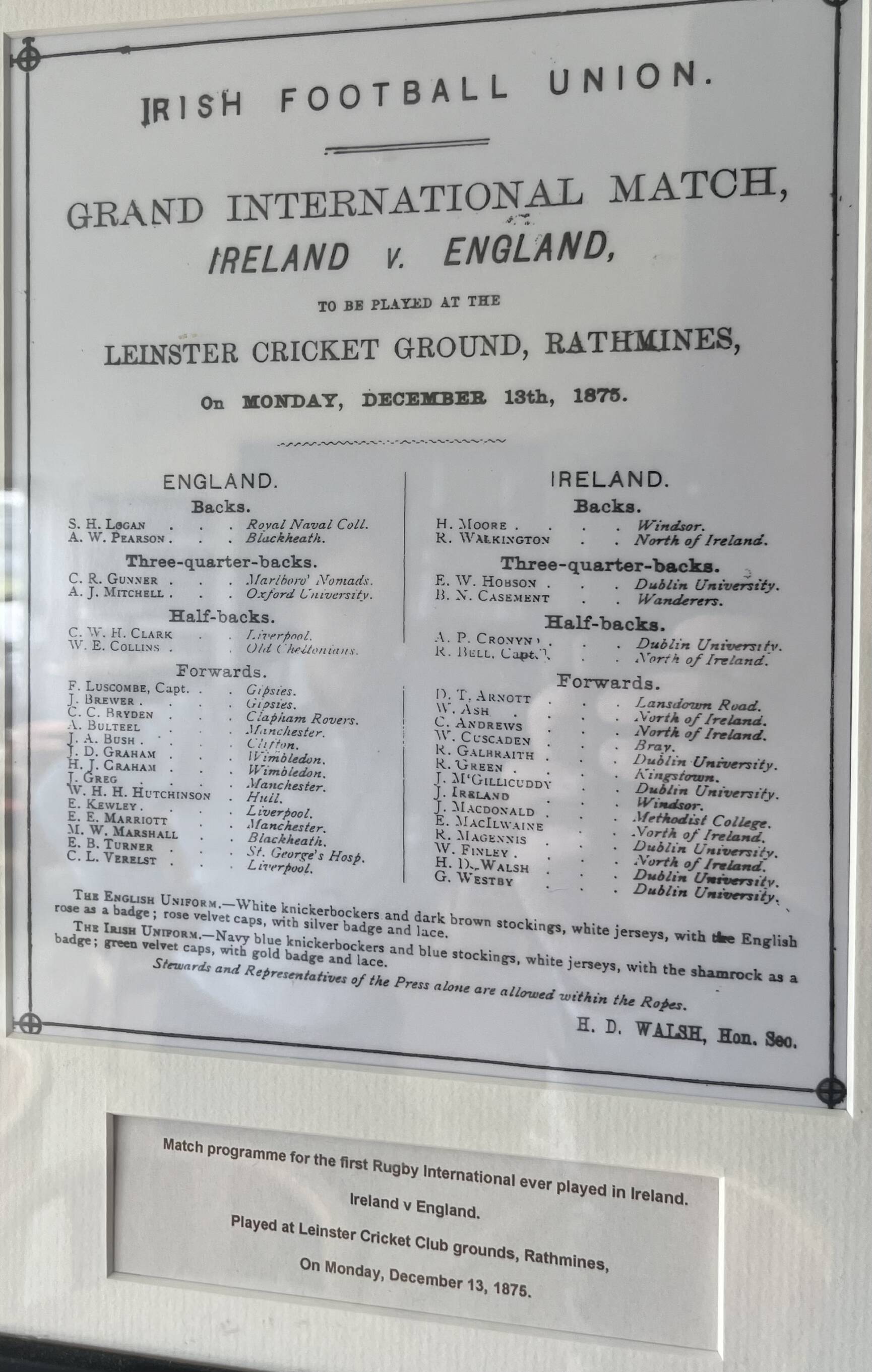 Irish Rugby | IRFU remembers landmark home fixture in Leinster Cricket Club